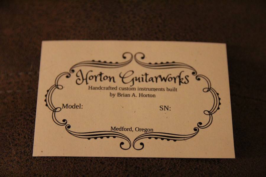 My New Guitar Label – Horton Guitarworks